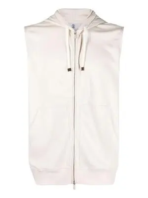 Brunello Cucinelli Sleeveless Zip-up Hoodie - White