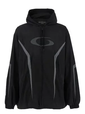 Balenciaga Hooded Zip-up Track Jacket - Black