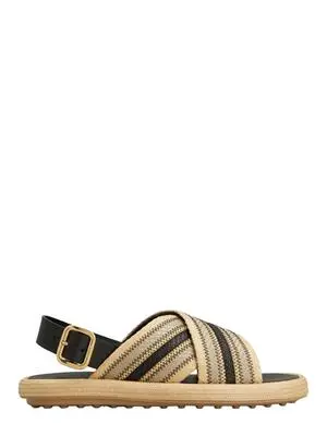 TOD'S Round Toe Flat Sandals With Branding - Nude