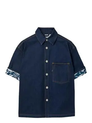Burberry Heavyweight Logo-patch Buttoned Denim Shirt - Blue