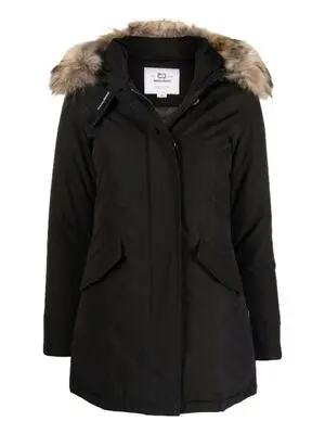 Woolrich Hooded Parka With Removable Fur Panel - Black