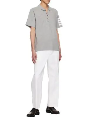 Thom Browne 4-bar Short Sleeve Polo Shirt - Light Gray
