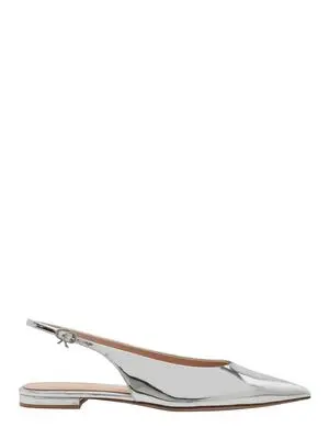 GIANVITO ROSSI Robbie Slingback Pointed Toe Ballet Flats - Silver