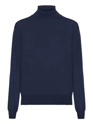 Gucci Embroidered Roll Neck Jumper - Blue