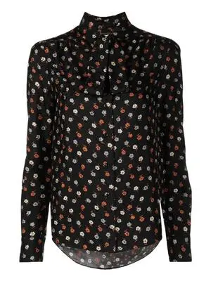 Saint Laurent Floral Print Blouse - Black