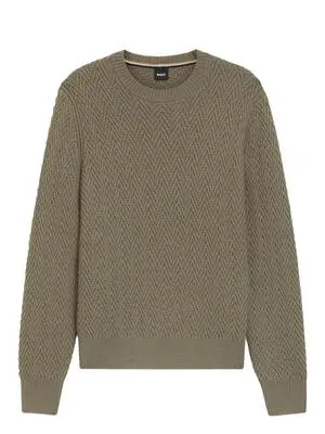 Hugo Boss H-hitalo Herringbone Knitted Sweater - Green
