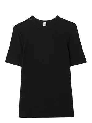 TOTEME Ribbed Cotton T-shirt - Black