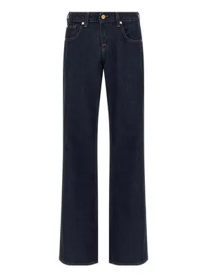 7 For All Mankind Contrast Stitching Five Pockets Jeans - Black