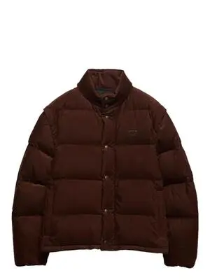 Prada Prada Triangle-Logo Button-Up Down Jacket Cocoa Brown