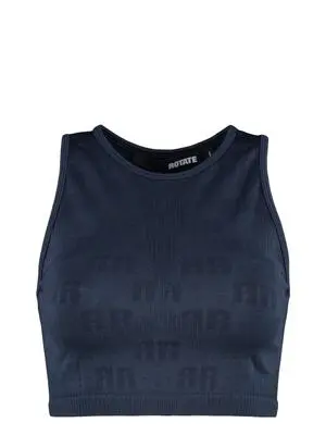 ROTATE BY BIRGER CHRISTENSEN Sleeveless Cropped Jersey Top - Black