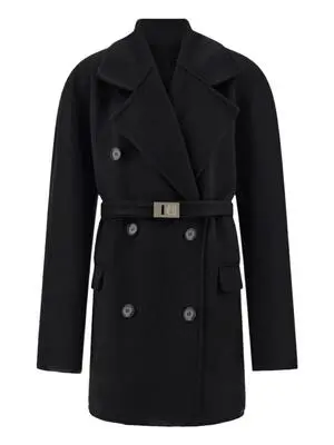FERRAGAMO Double Breasted Cashmere Jacket - Black