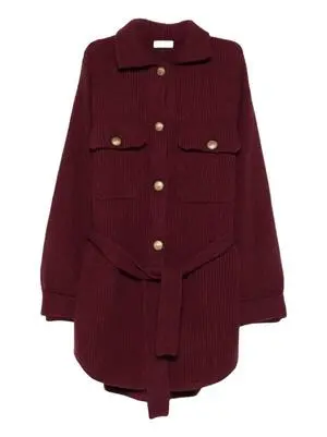 Brunello Cucinelli Belted Buttoned Ribbed Cardigan - Brown