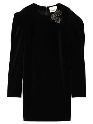 Isabel Marant Étoile Velvet Embellished Round Neck Dress - Black
