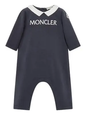 Moncler Embroidered Logo Baby Grow With Classic Collar - Navy Blue