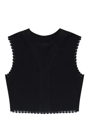 Victoria Beckham V-neck Cropped Top With Decorative Trim - Black