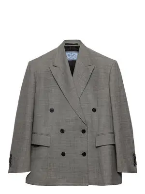 Prada Double-breasted Tailored Blazer - Limestone Ash