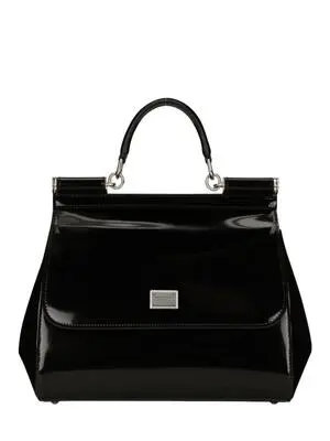 Dolce & Gabbana Logo Plaque Medium Sicily Bag - Black