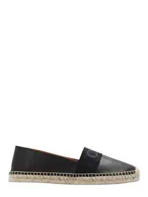 Chloé Piia Embroidered Logo Espadrilles - Black