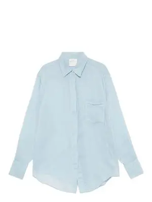 FORTE_FORTE Semi-sheer Collared Shirt - Blue