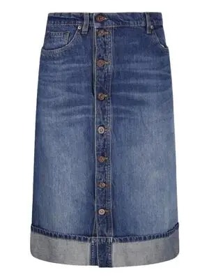 Victoria Beckham Mid-rise Button-detailed Denim Midi Skirt - Blue