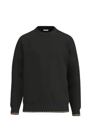 Burberry Long-sleeved Sweatshirt With Plaid Hem - Black