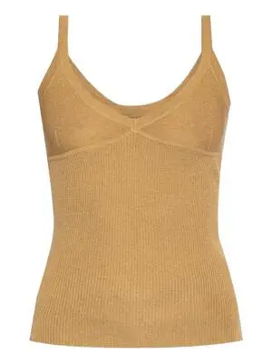 Max Mara Gallura Ribbed Knit V-neck Camisole - Camel