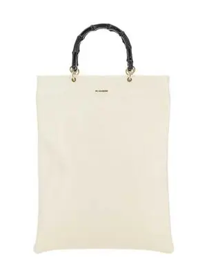 JIL SANDER Logo Croc Effect Tote Bag - White