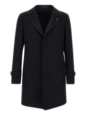 Tagliatore Single-breasted Coat With Pointed Collar - Black