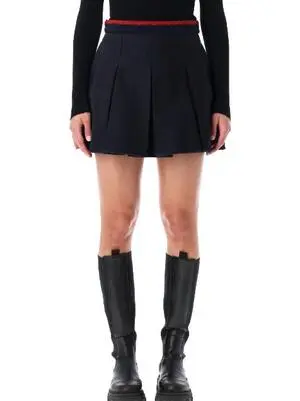 Moncler Pleated Mini Skirt With Side Zipper - Midnight Blue