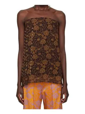 Dries Van Noten Sleeveless Floral Embellished Vest - Brown