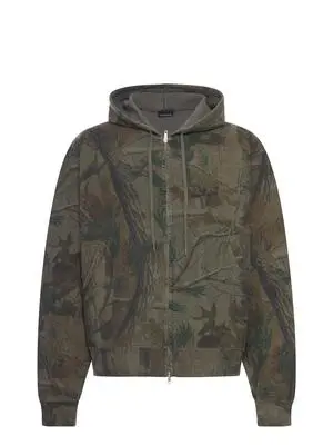 Balenciaga Camouflage Zipped Hoodie - Forest Green