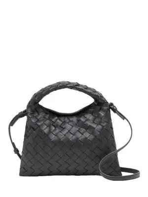 Bottega Veneta Bottega Veneta Mini Hop Woven Leather Bag Black