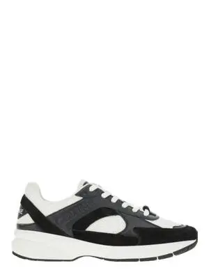Celine Runner Cr-03 Low Lace-up Sneakers In Mesh, Calfskin, And Suede Calfskin - Black