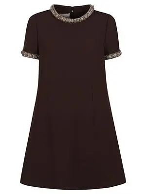 Valentino Garavani Embellished Crewneck Short-sleeved Mini Dress - No