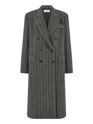 FERRAGAMO Double-breasted Chevron Coat - Black/sand