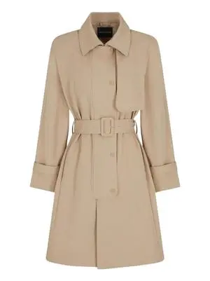 Emporio Armani Waterproof Trench Coat With Belted Waist - Nude
