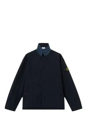 Stone Island Logo Patch Buttoned Jacket - Navy Blue
