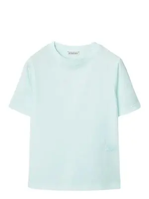 Burberry Embroidered Cotton T-shirt - Blue