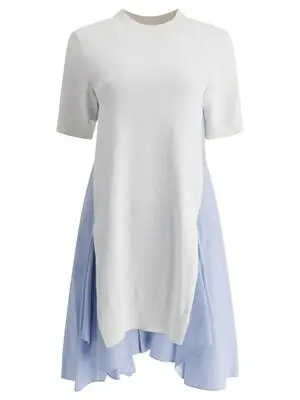 Sacai Poplin Stripe-detail Dress - White
