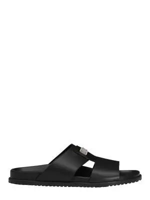 Dolce & Gabbana Logo Plaque Open Toe Sandals - Black
