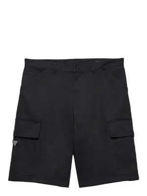 Prada Logo Plaque Bermuda Shorts - Black
