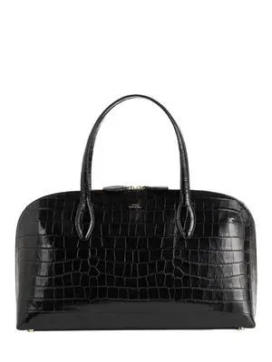TOTEME Croc Effect Double Handle Shoulder Bag - Black