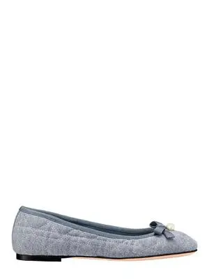 Dior Dior Quilted Ballet Flats With Pearl Detail Blue