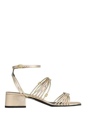 Celine Clémence Heeled Sandal In Laminated Lambskin - Nude