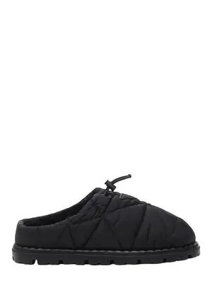 Prada Quilted Logo Detail Mules - Black