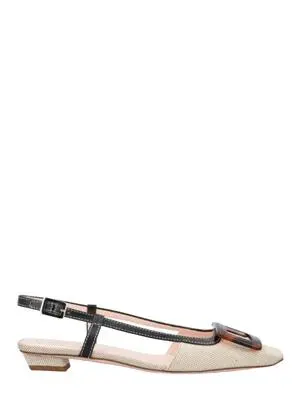 ROGER VIVIER Square Toe Slingback With Buckle Detail - Nude