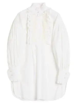 Valentino Garavani Ruffled Long-sleeved Mini Dress - White