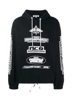 Alexander McQueen Logo Pattern Hooded Sweater - Black