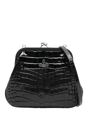 VIVIENNE WESTWOOD Croc Effect Clutch Bag - Black