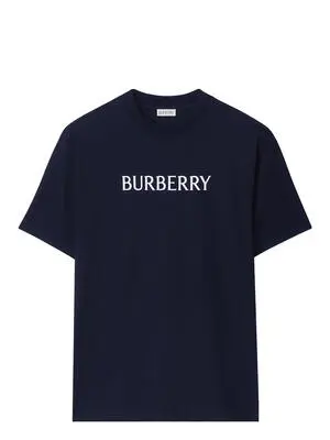 Burberry Burberry Logo Printed Crewneck T-Shirt Navy